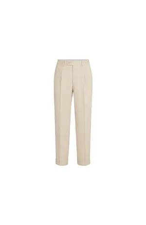 Brunello Cucinelli Cotton And Virgin Wool Gabardine Trousers With Pleat - Ivory