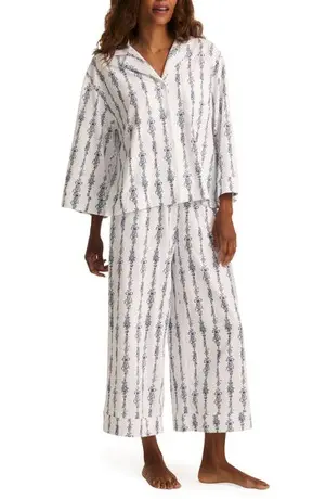 PETITE PLUME Olivia Pima Cotton Wide Leg Pajamas - White
