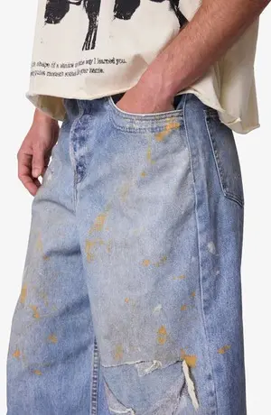 Mnml Rave Distressed Wide Leg Relaxed Jeans