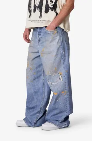 Mnml Rave Distressed Wide Leg Relaxed Jeans