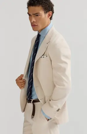Brunello Cucinelli Cotton And Virgin Wool Gabardine Deconstructed Blazer
