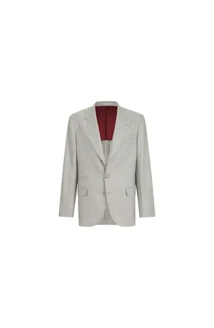 Brunello Cucinelli Silk And Cashmere Cavalry Tweed Deconstructed Blazer With Large Peak Lapels