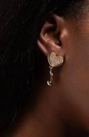 YOJ Heart Midi Crystal Face On Stud Earrings