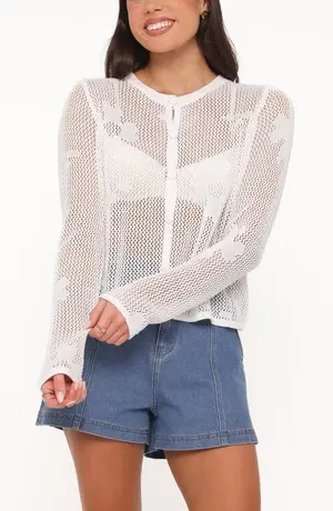 PETAL & PUP Maddox Open Stitch Cardigan - White