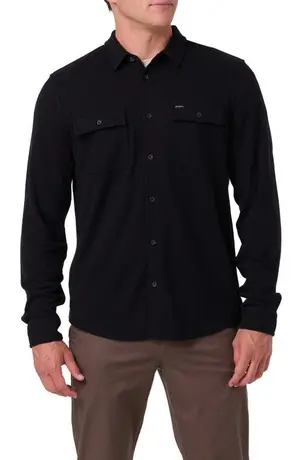 O'Neill Sutton Solid Stretch Flannel Button-up Shirt - Black