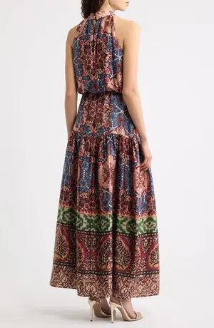 Julia Jordan Print Sleeveless Tiered Maxi Dress