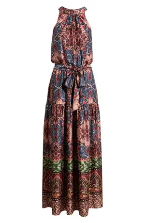 Julia Jordan Print Sleeveless Tiered Maxi Dress