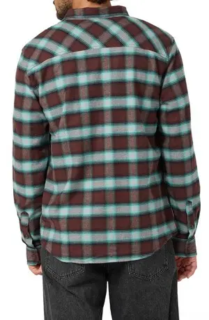 O'Neill Coastline Plaid Stretch Cotton Flannel Button-up Shirt - Chocolate