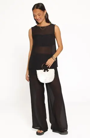 PETAL & PUP Vayla Wide Leg Sheer Pants