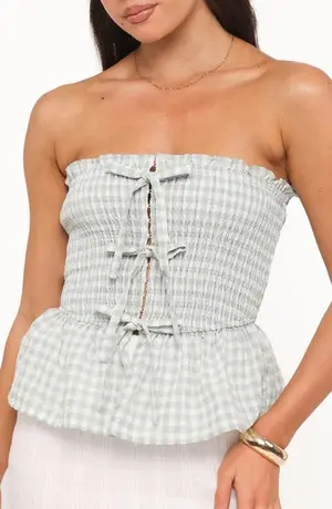 PETAL & PUP Carina Smocked Bow Strapless Top