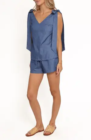 PETAL & PUP Francis Cotton V-neck Top & Shorts Set