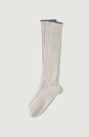 Brunello Cucinelli Cashmere Rib Knit Socks - Sand