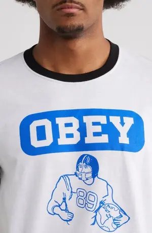 Obey Peace Movement Graphic Ringer T-shirt