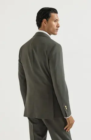 Brunello Cucinelli Virgin Wool Canvas One-and-a-half Breasted Deconstructed Blazer With Metal Buttons