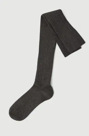 Brunello Cucinelli Stretch Cashmere Rib Knit Socks - Lignite