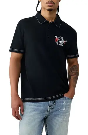 True Religion Buddha Graphic Polo - Jet Black