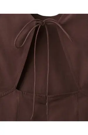 Mango Ruched Side Tie Dress - Brown