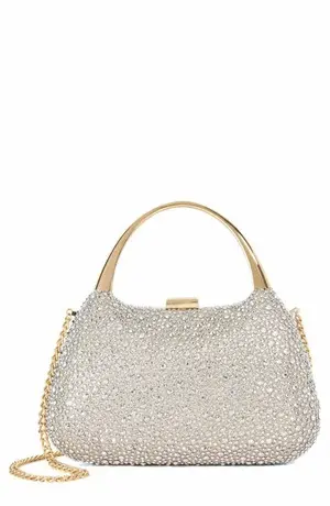 Dune London Beamings Crystal Embellished Top Handle Clutch - Gold