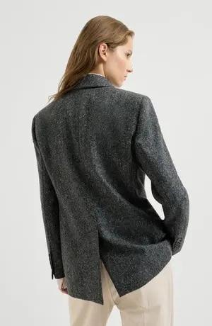 Brunello Cucinelli Virgin Wool Donegal Blazer With Monili