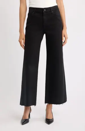 Kobi Halperin Rafaella Raw Hem Wide Leg Jeans - Black