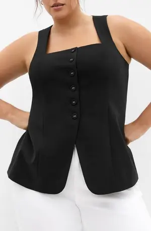 City Chic Jaz Peplum Vest - Black