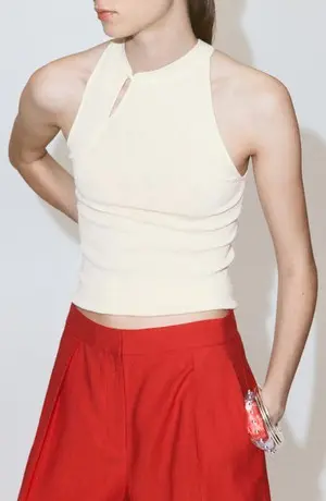 Mango Halter Neck Knitted Top - Ecru