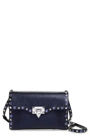 Valentino Garavani Small Rockstud Shoulder Bag - Navy
