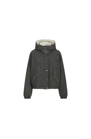 Brunello Cucinelli Virgin Wool Donegal Down Jacket With Detachable Hood And Shiny Zipper Pull