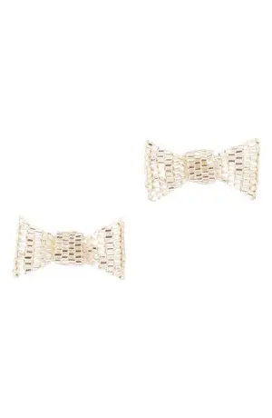 Deepa Gurnani Beaded Bow Stud Earrings