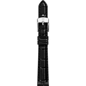 Michele Croc Embossed Leather Watchband - Black