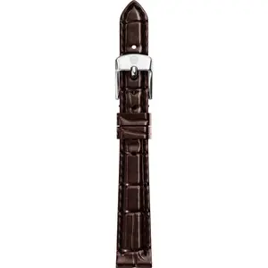 Michele Croc Embossed Leather Watchband - Dark Brown