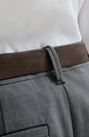 Brunello Cucinelli Tropical Luxury Wool Tailored Trousers With Monili - Dark Grey