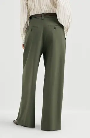 Brunello Cucinelli Tropical Luxury Wool Tailored Trousers With Monili