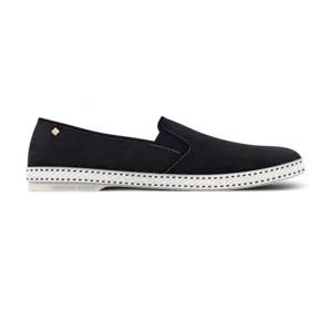 Rivieras Classic Dark Denim Canvas Slip-on Shoes - Blue