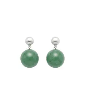 SEREE Duo Silver & Jade- Aventurine Earrings