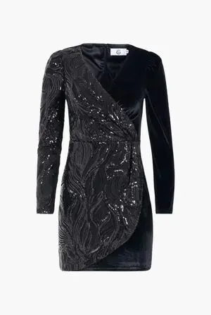 THE GT ATELIER V Neck Fitted Mini Dress - Black