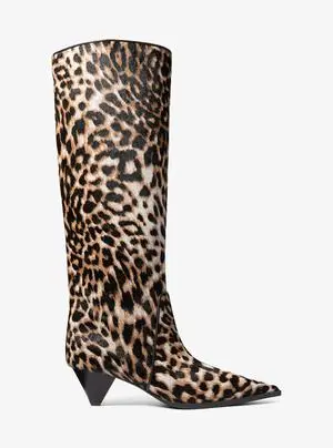 Michael Kors Jayla Leopard Print Calf Hair Knee-high Boots