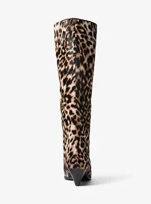 Michael Kors Jayla Leopard Print Calf Hair Knee-high Boots