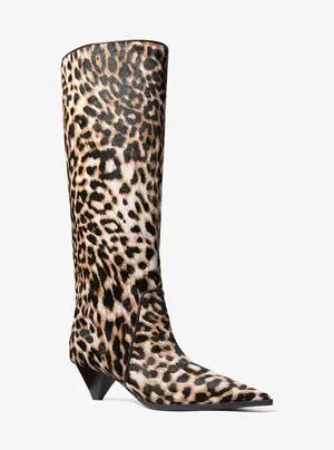 Michael Kors Jayla Leopard Print Calf Hair Knee-high Boots - Brown