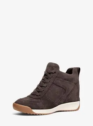 Michael Kors Nikko S2 Suede Wedge Trainer - Brown
