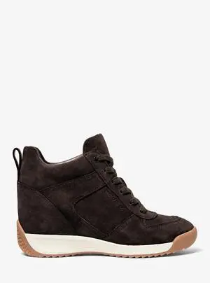 Michael Kors Nikko S2 Suede Wedge Trainer - Brown