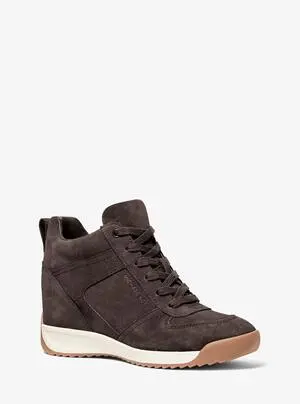 Michael Kors Nikko S2 Suede Wedge Trainer - Brown