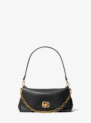 Michael Kors Bryant Large Textured Leather Convertible Shoulder Bag Black