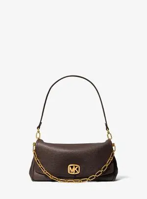 Michael Kors Bryant Large Textured Leather Convertible Shoulder Bag Brown
