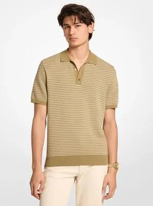 Michael Kors Two-tone Knit Polo Shirt - Green