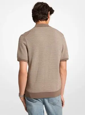 Michael Kors Two-tone Knit Polo Shirt - Grey