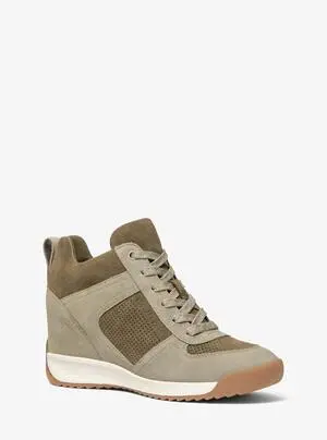 Michael Kors Nikko S2 Perforated Suede Wedge Trainer - Green