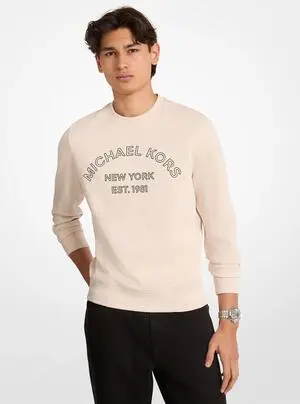 Michael Kors Logo Cotton Blend Crewneck Sweater - Natural