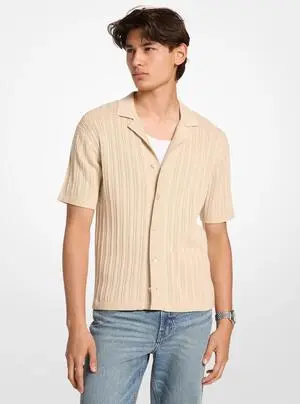 Michael Kors Textured Knit Polo Shirt - Natural