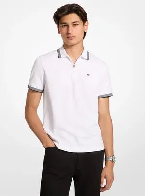 Michael Kors Cotton Zip-up Polo Shirt - White